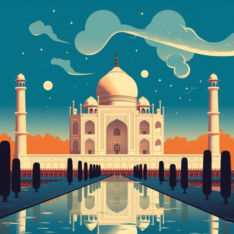 Taj Mahal Cartoon AI Digital Download Digital Art - Etsy