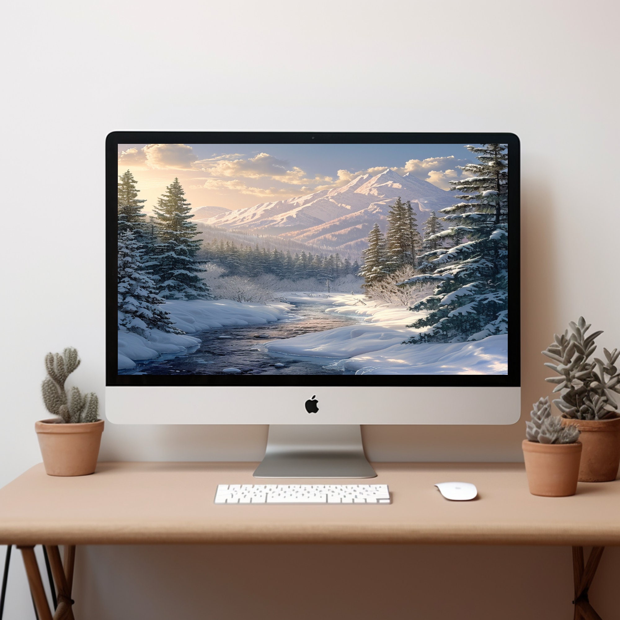 Whispering Winter Serene Mountain Stream Canvas Digital Art AI Digital ...