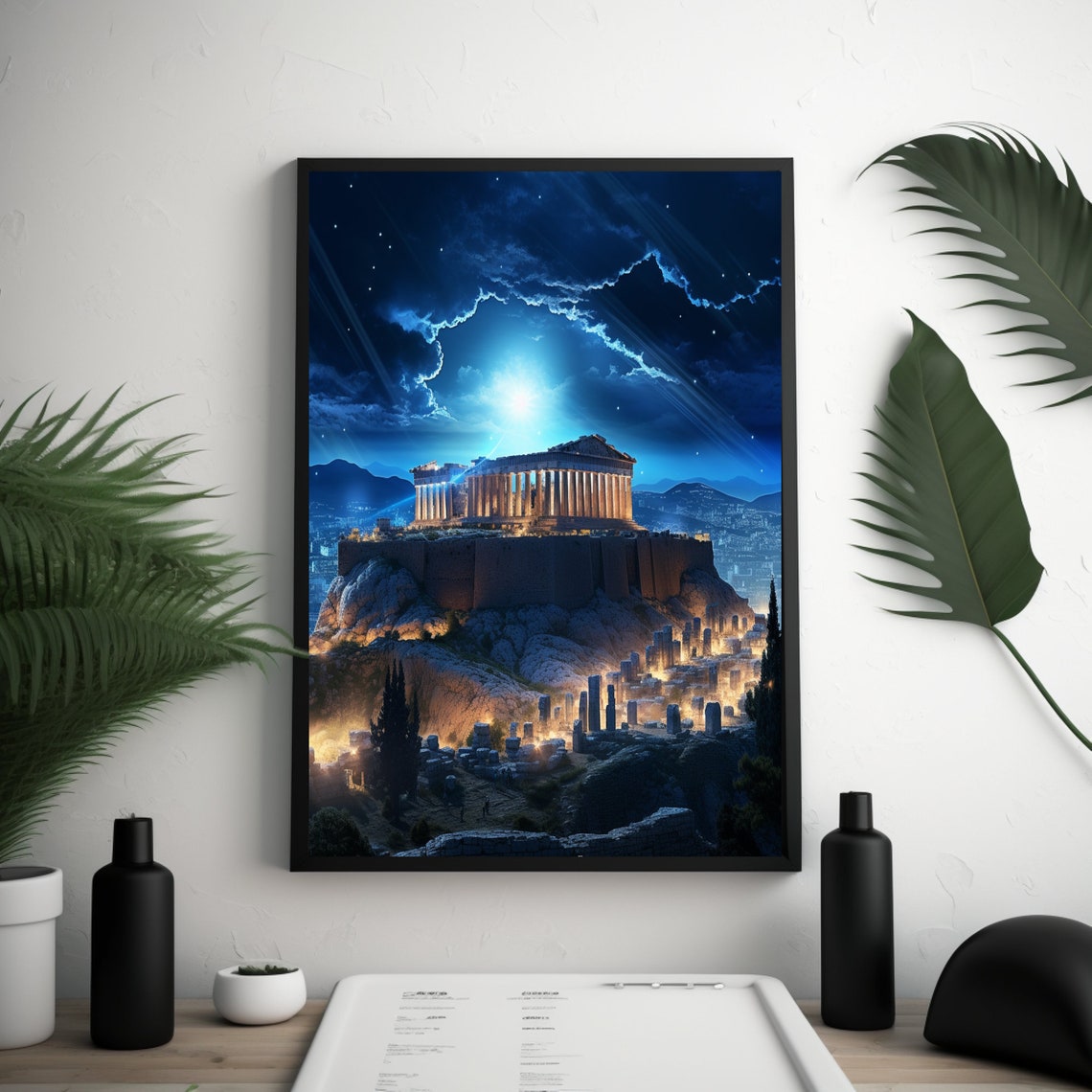 Acropolis of Athens Night AI Digital Download Digital Art Digital Image ...
