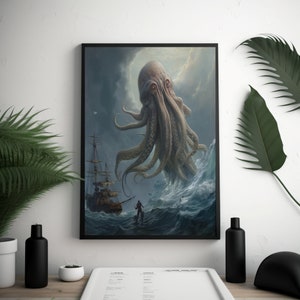 Giant Squid Color and Watercolor 2 Pack AI Digital Download Digital Art ...