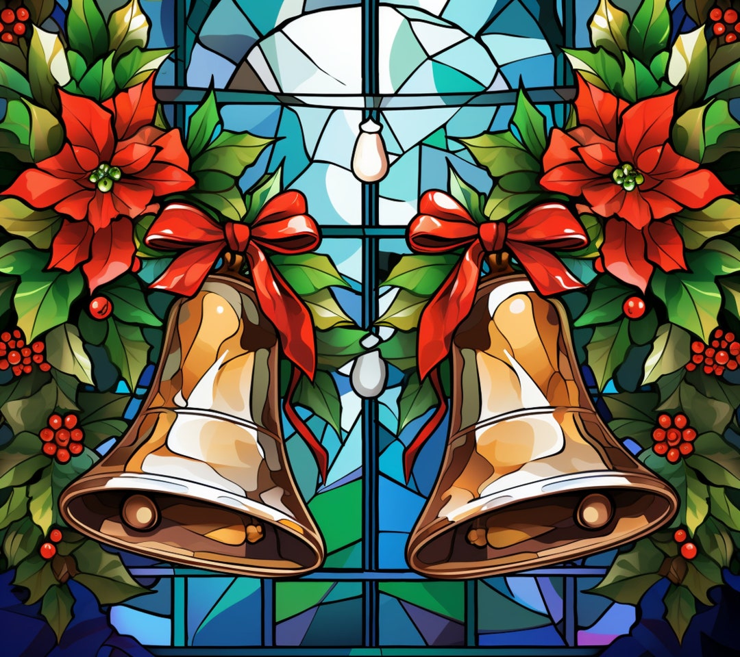 Holiday Chime Elegance Christmas Bells Stained Glass Art Print AI ...