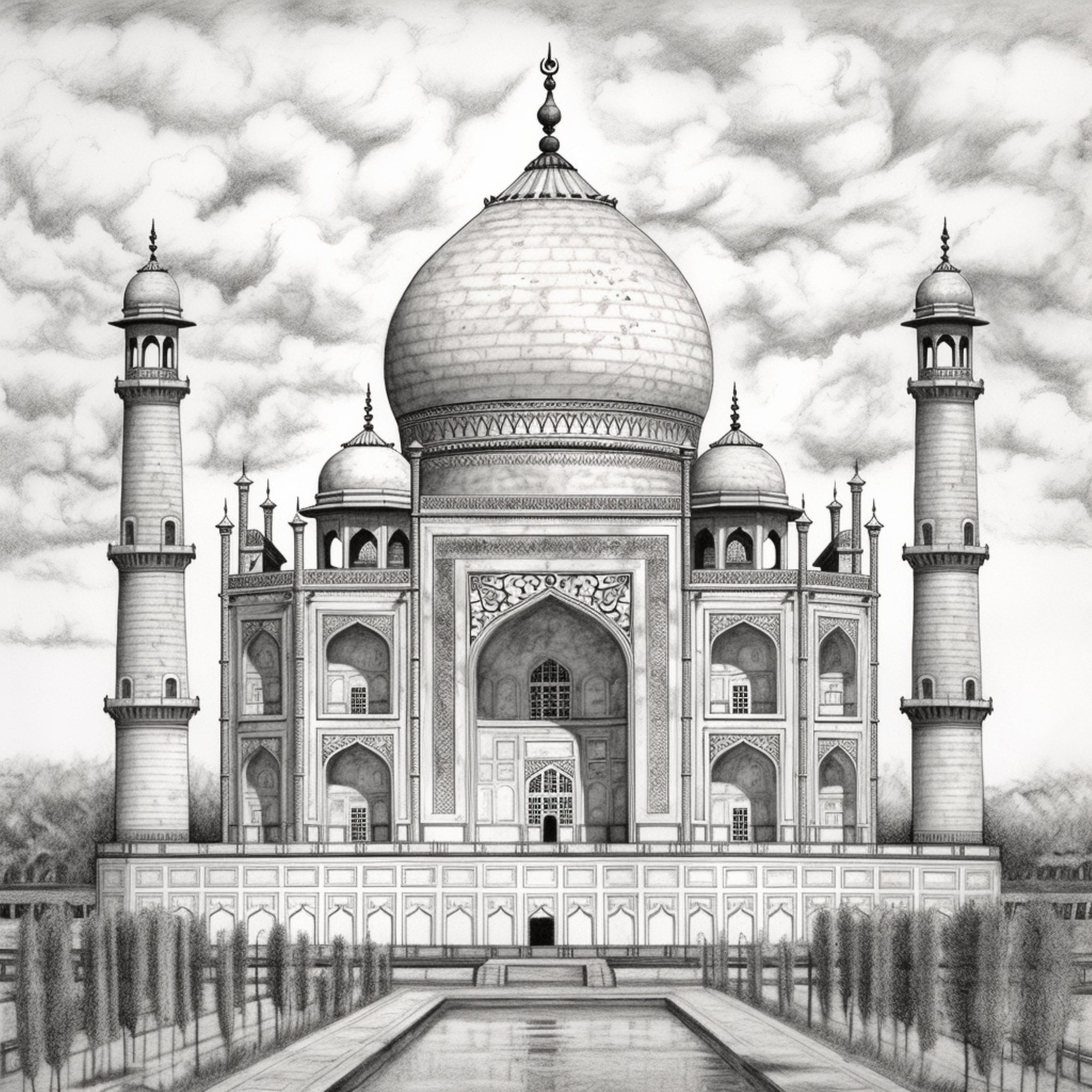 Taj Mahal Black and White AI Digital Download Digital Art Digital Image ...