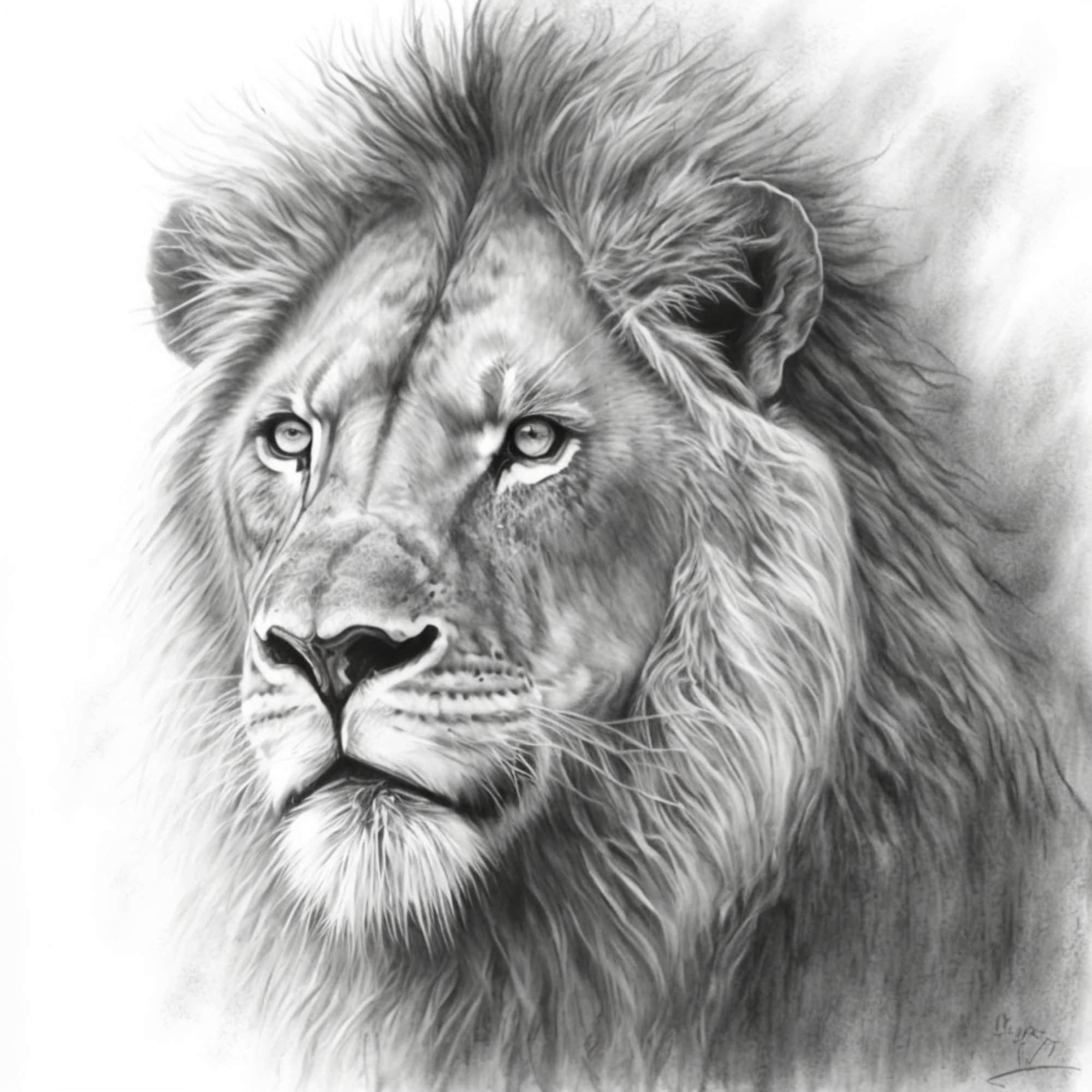 Angry Lion Pencil Drawing