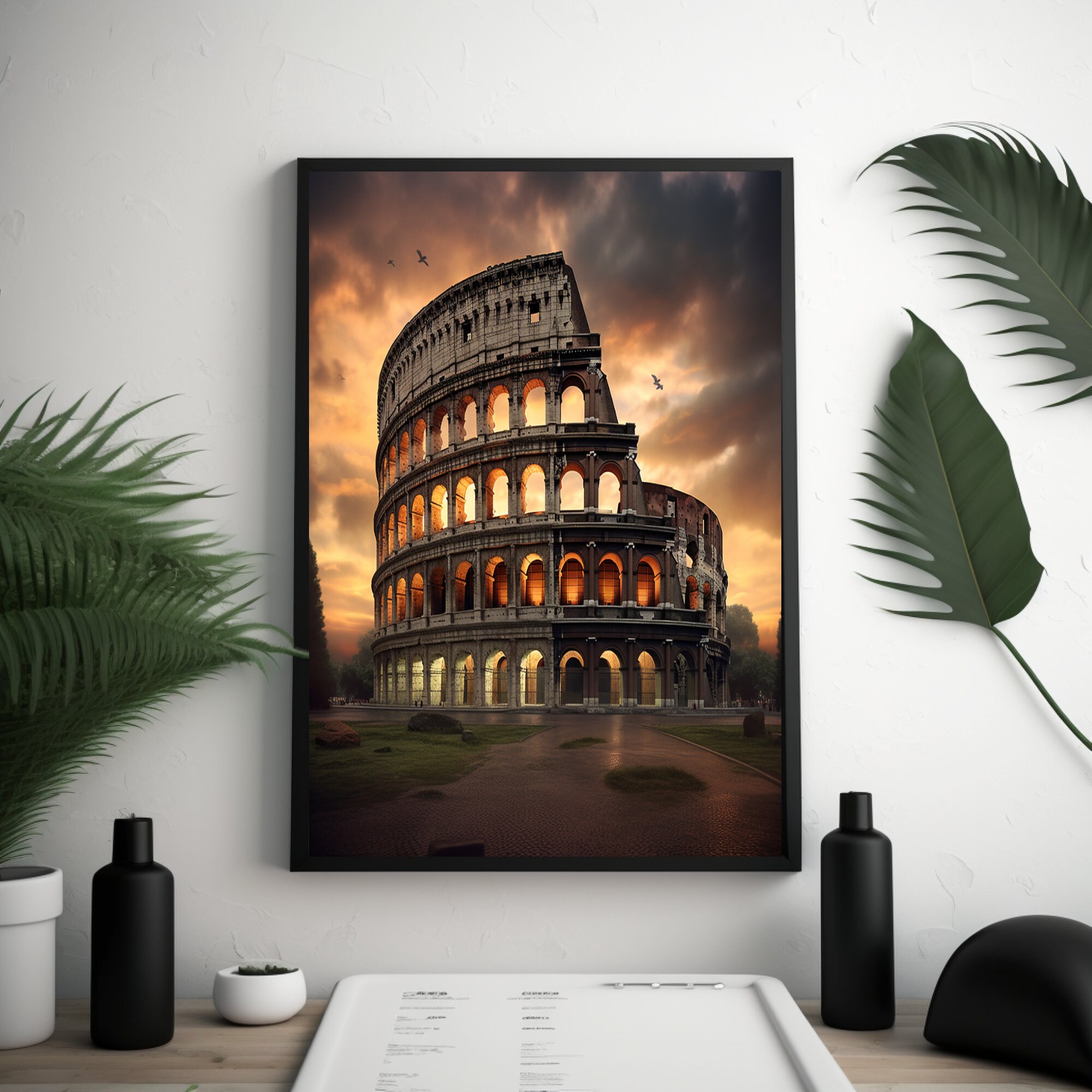 Colosseum Sunset AI Digital Download Digital Art Digital Image Landmark ...