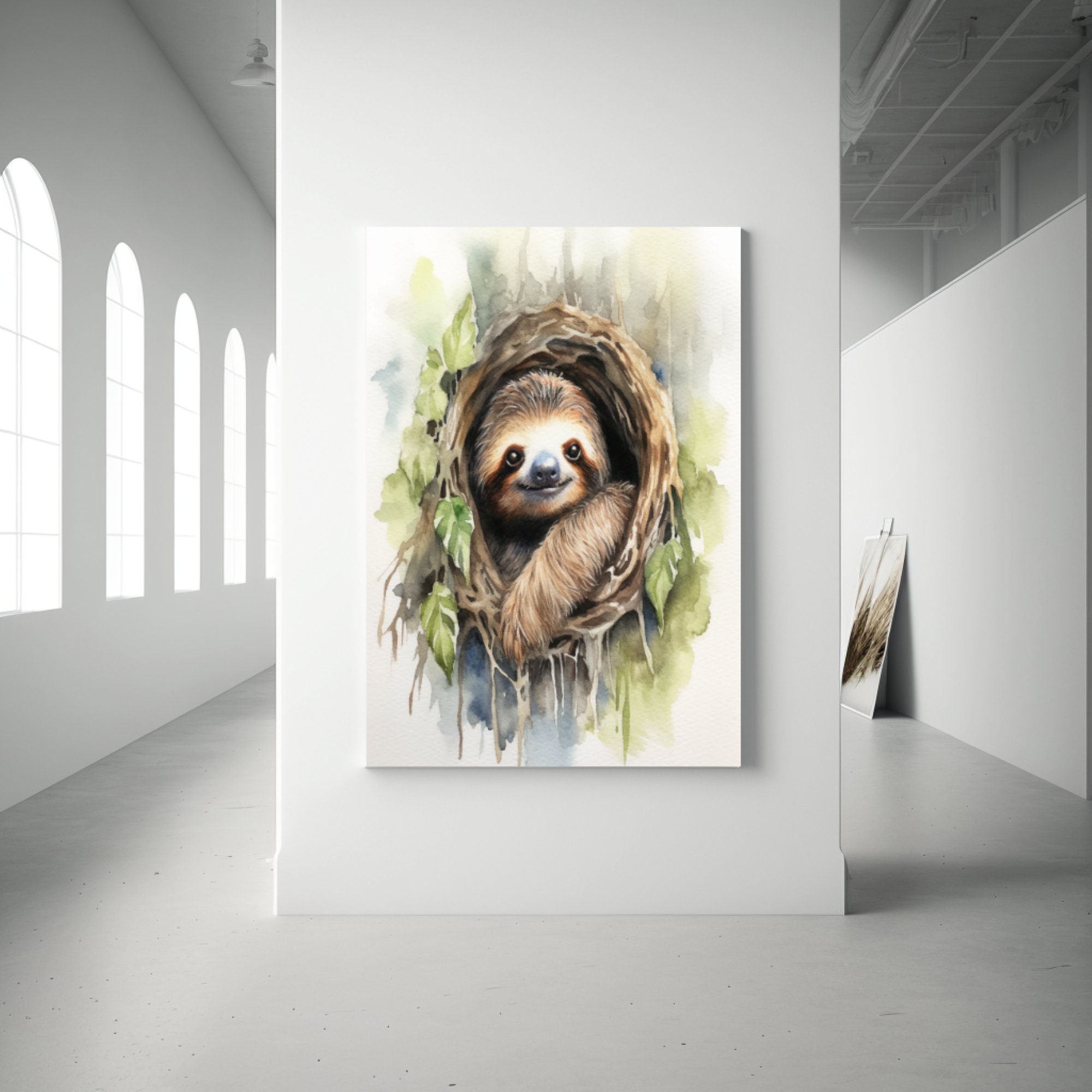 Sloth Color and Watercolor 2 Pack AI Digital Download Digital Art ...