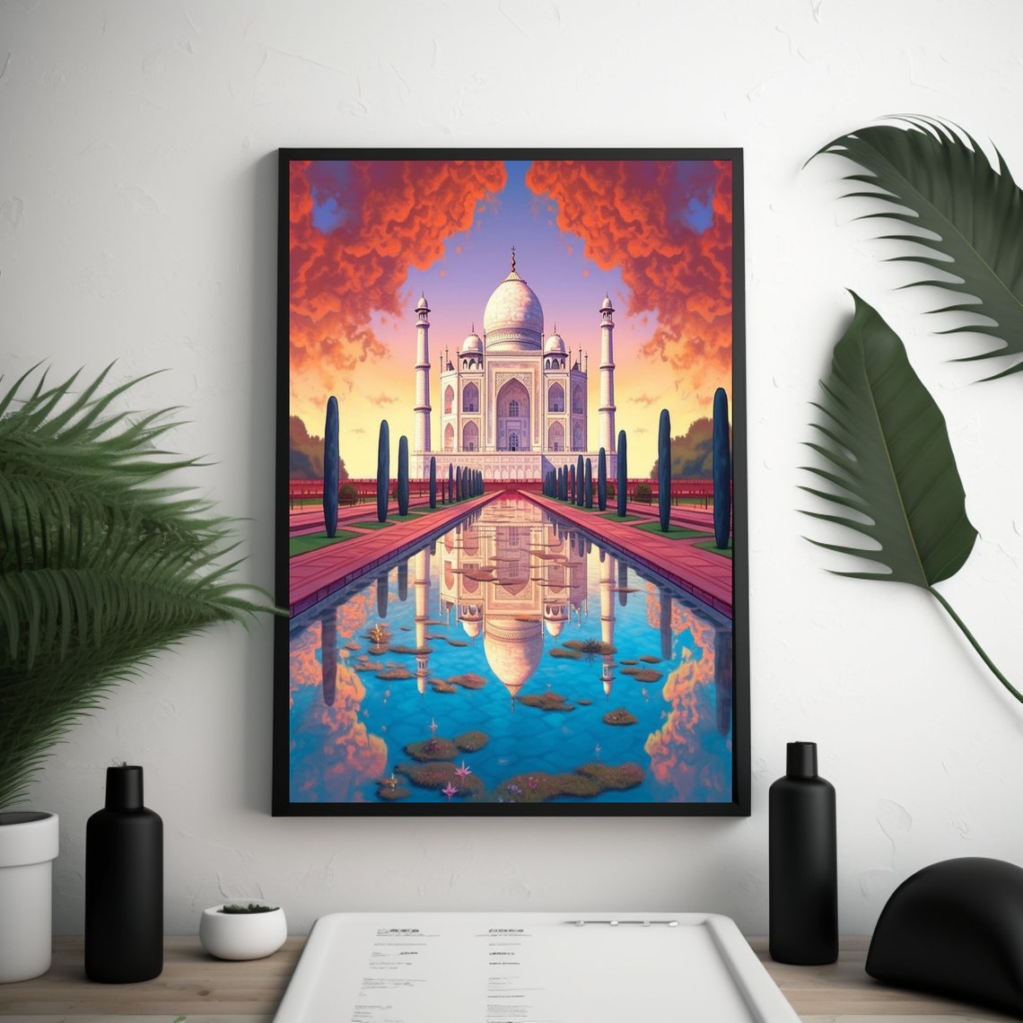 Taj Mahal Red Clouds AI Digital Download Digital Art Digital Image ...