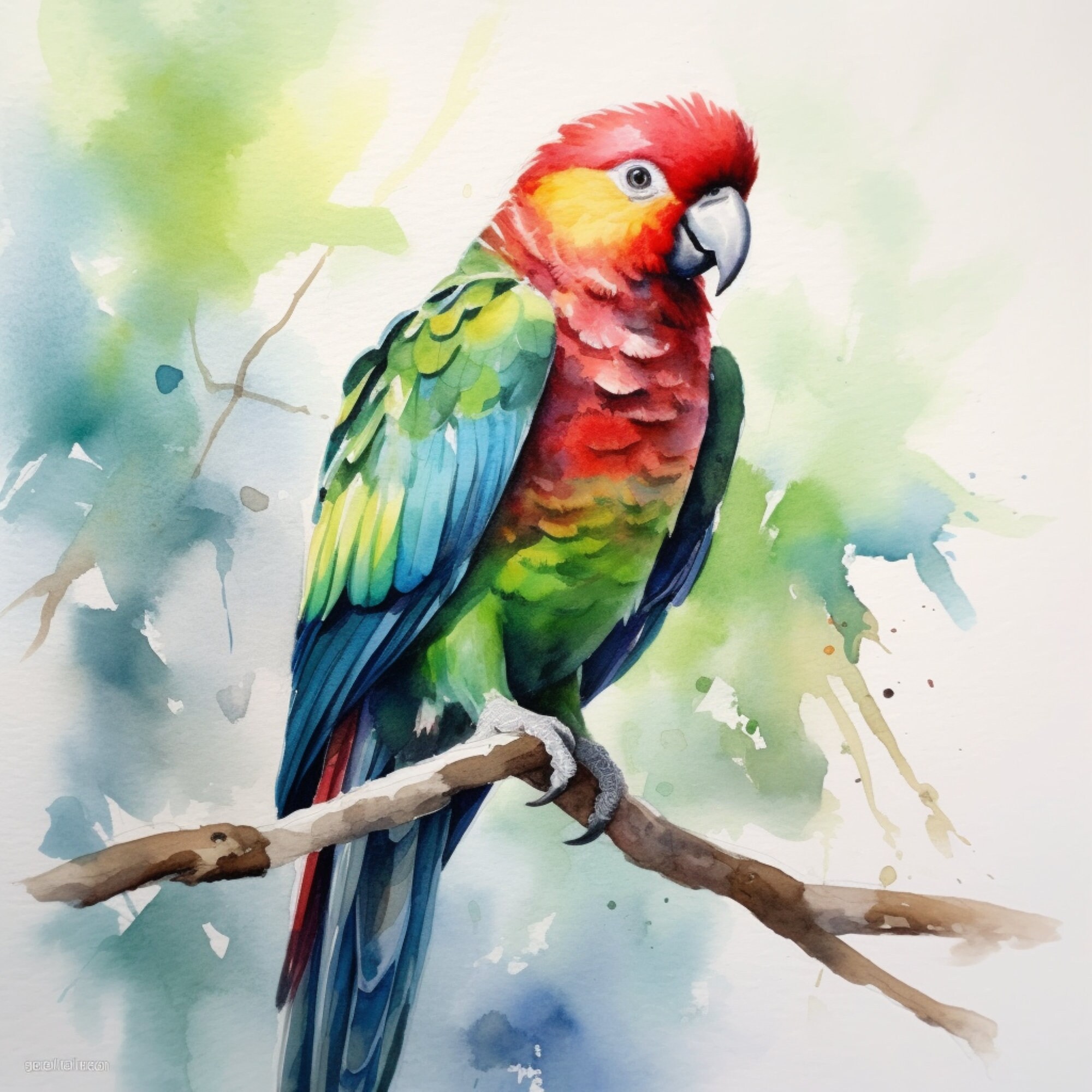 Parrot Watercolor AI Digital Download Digital Art Animal Digital Image ...