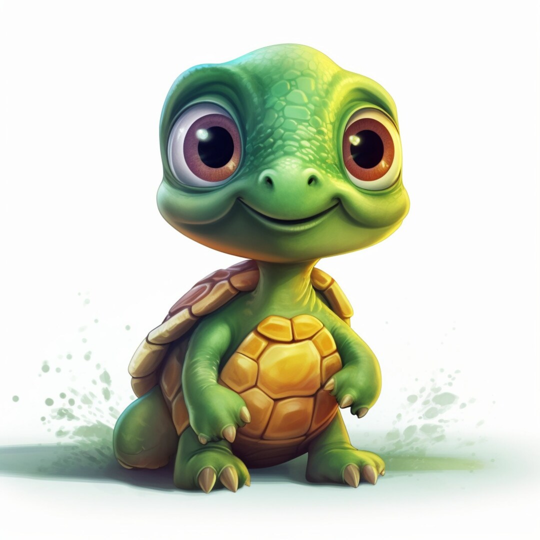 Baby Turtle Cartoon AI Digital Download Digital Art Animal Digital ...