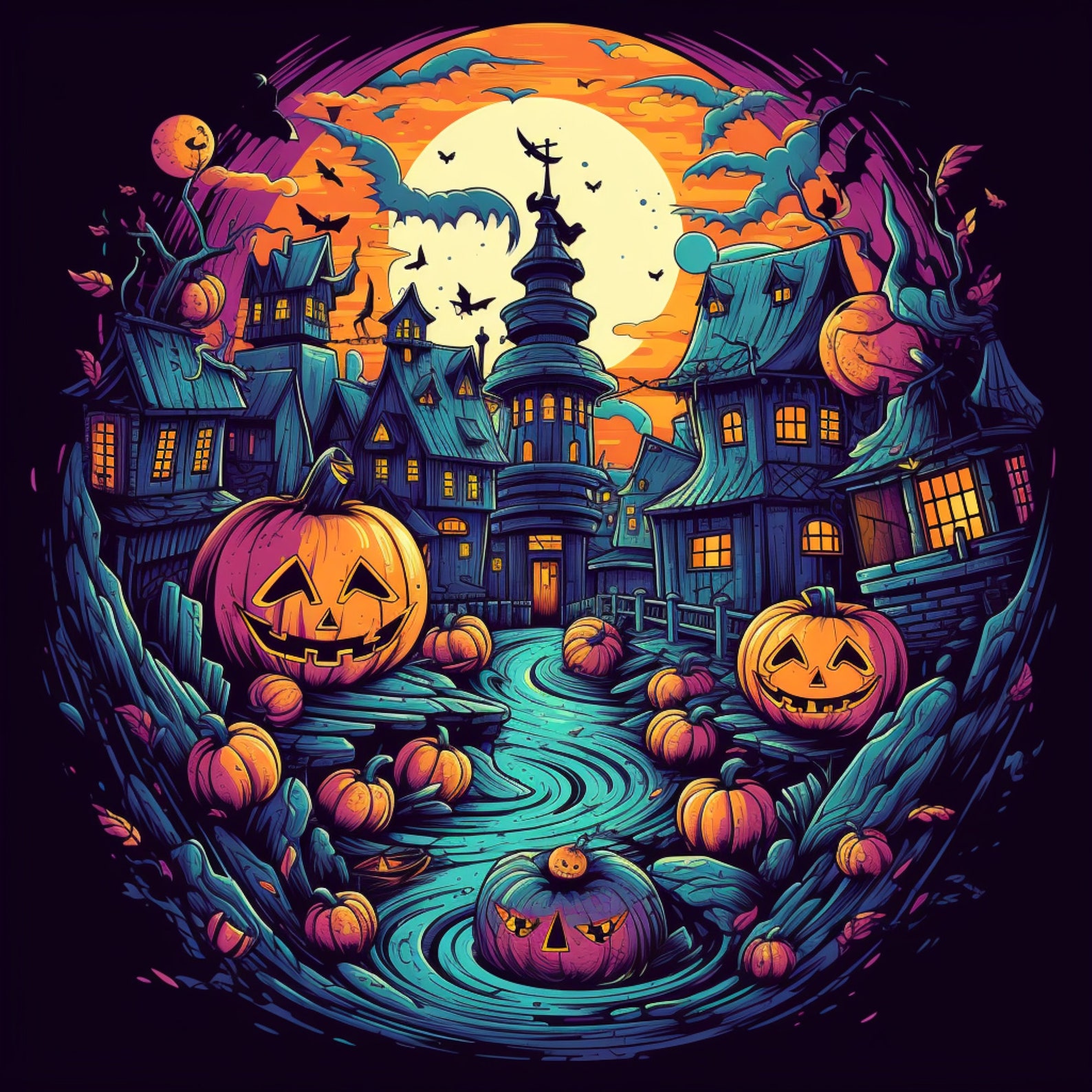 Halloween Popart AI Digital Download Digital Art Digital - Etsy