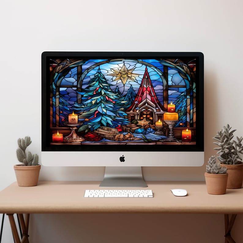 Luminous Noel: A Stained Glass Christmas Reverie Digital Art Print AI ...
