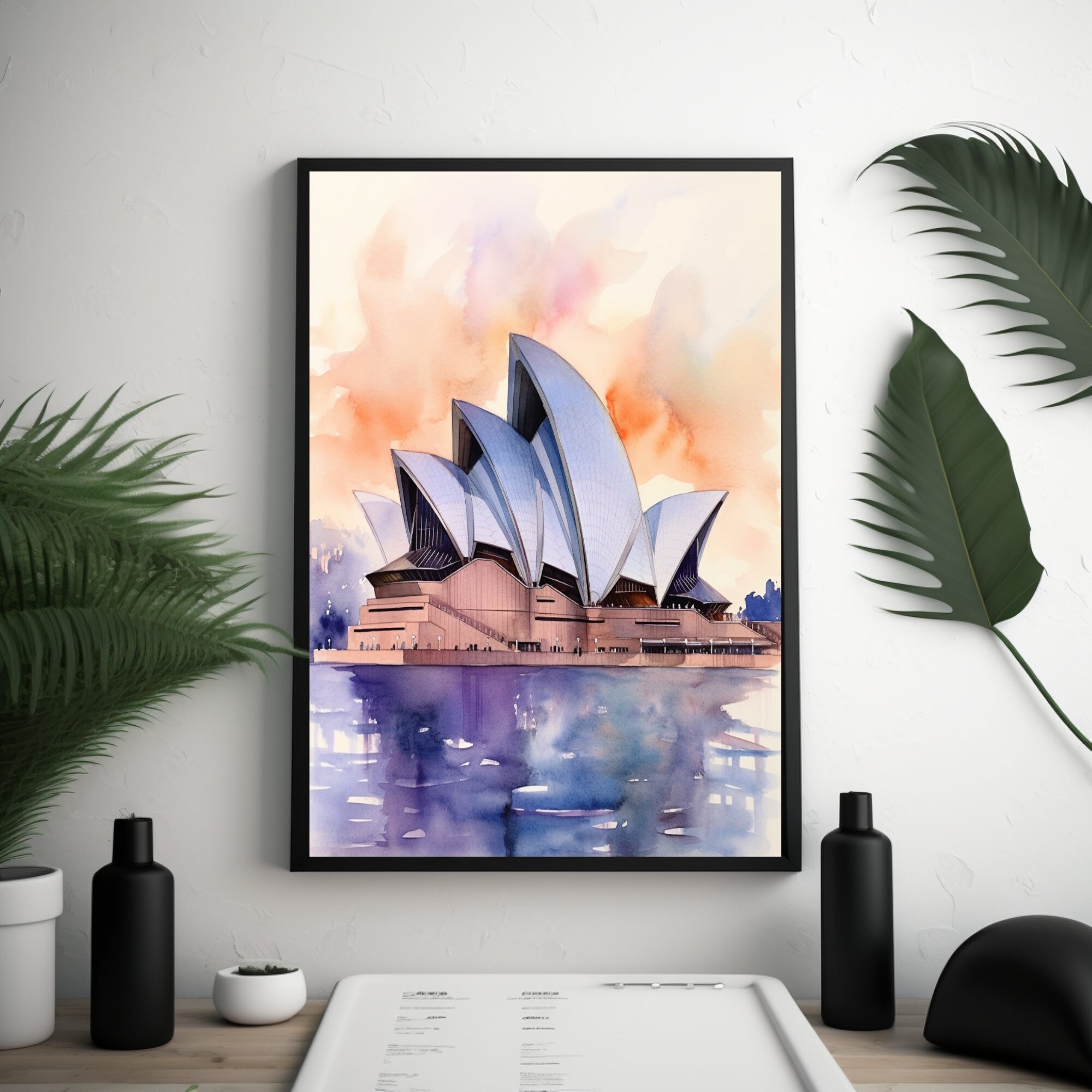Sydney Opera House Watercolor AI Digital Download Digital Art Digital ...