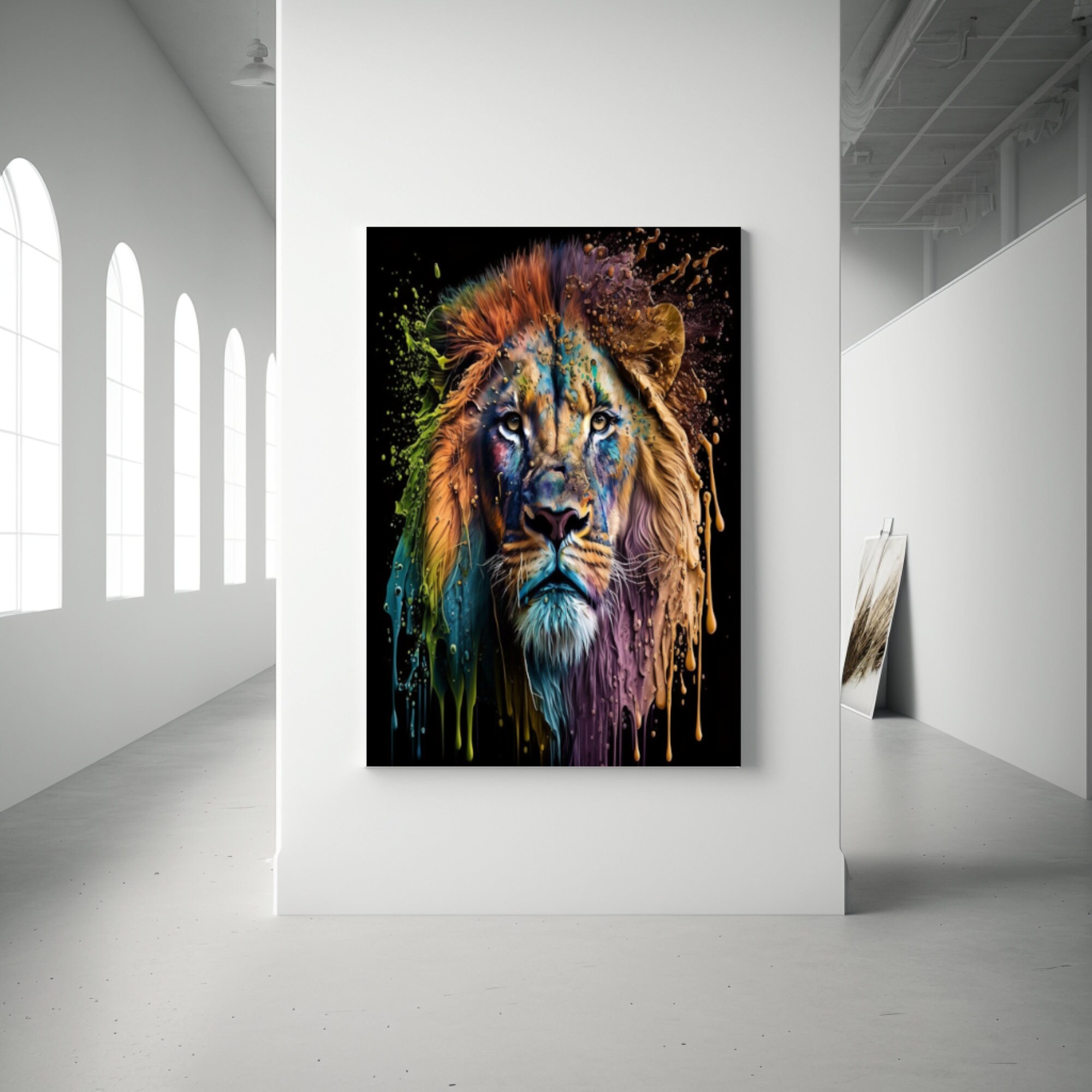 Male Lion Dripping Colorful AI Digital Download Digital Art Animal ...