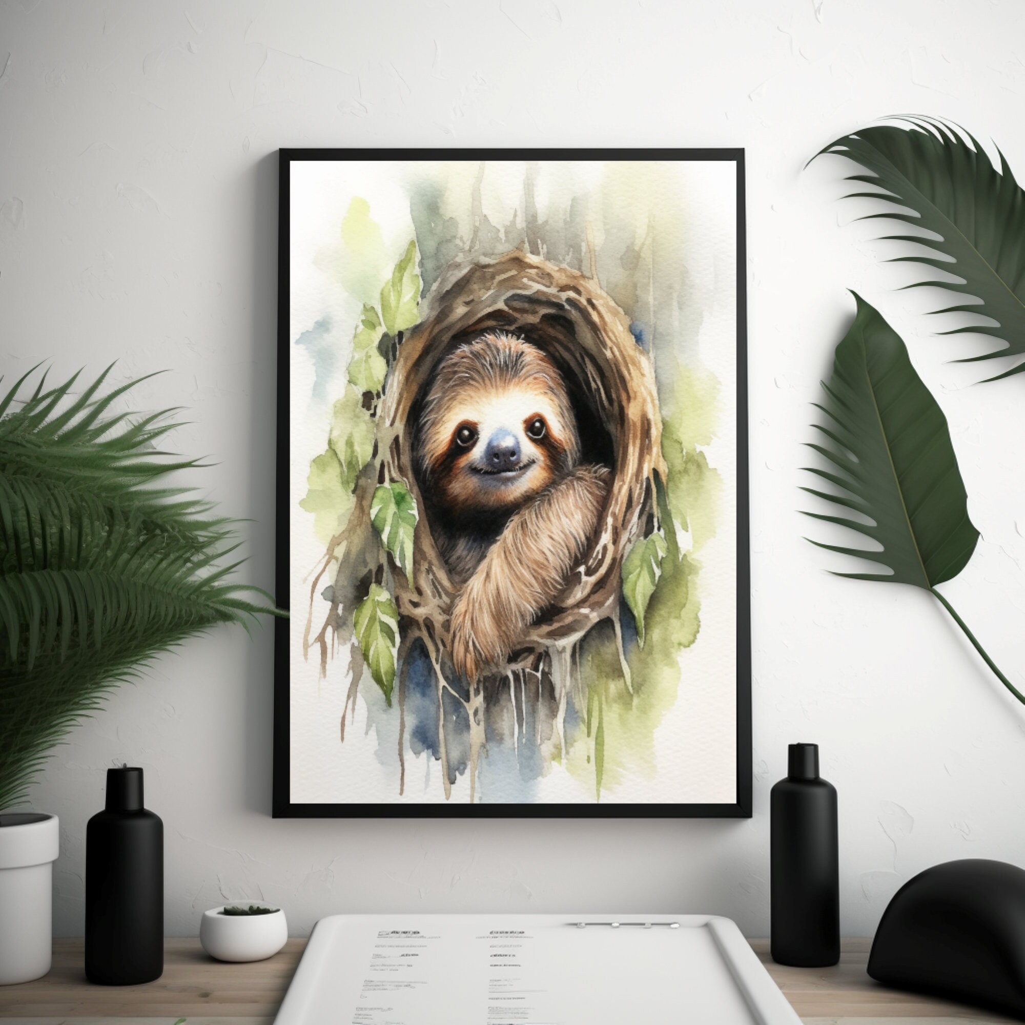 Sloth Color and Watercolor 2 Pack AI Digital Download Digital Art ...