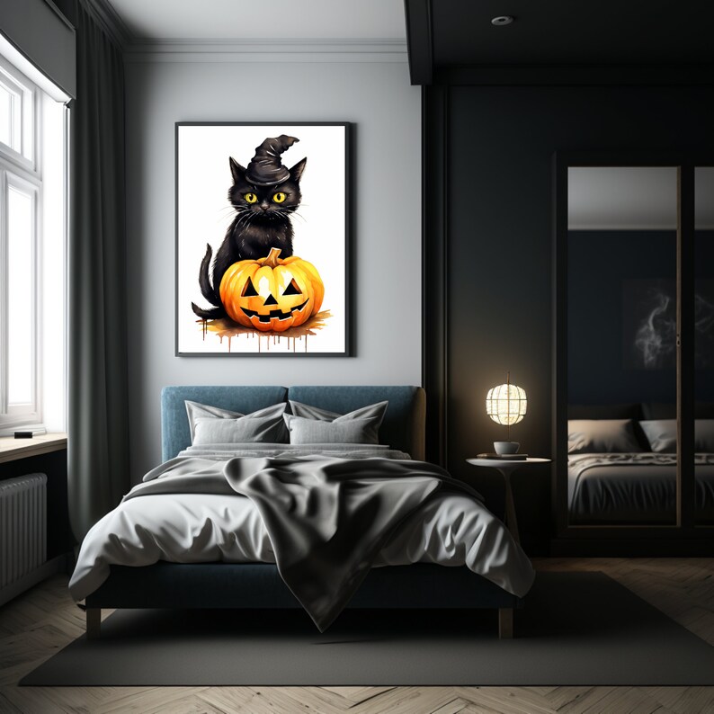 Black Cat With Hat Watercolor AI Digital Download Digital Art Digital ...