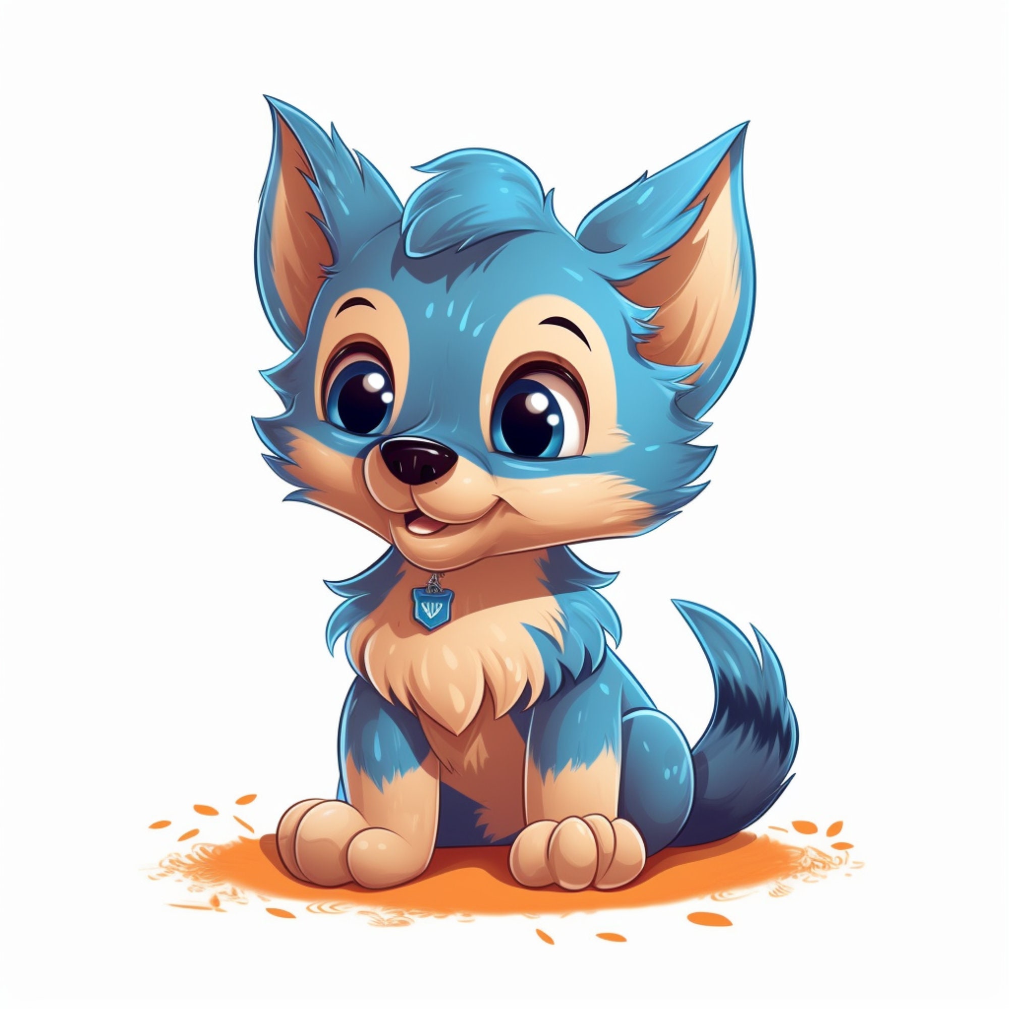 Baby Wolf Cartoon AI Digital Download Digital Art Animal Digital Image ...