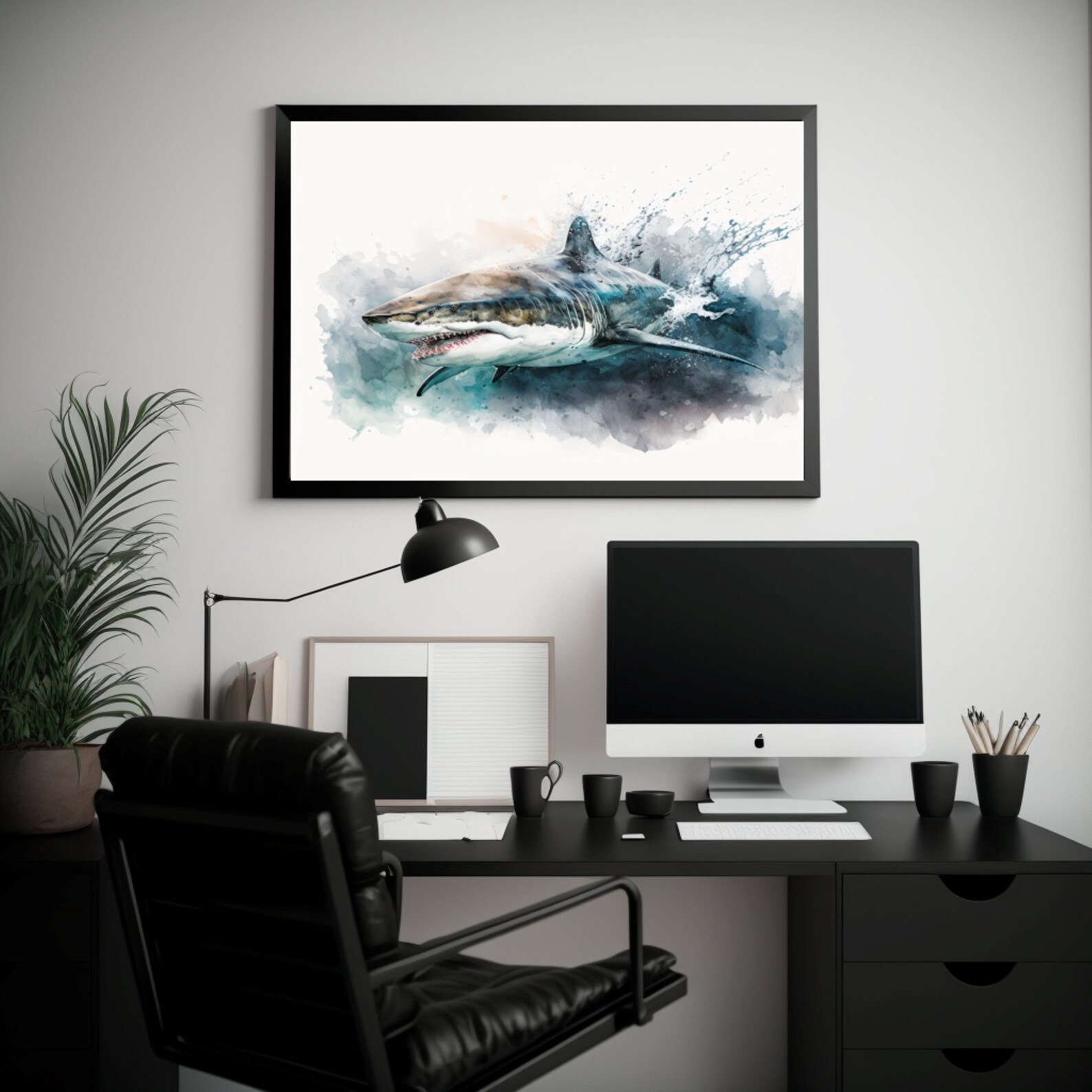 Great White Shark Color and Watercolor 2 Pack AI Digital Download ...