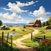 Bucolic Bliss Idyllic Farm Landscape Canvas Print Digital Art AI ...