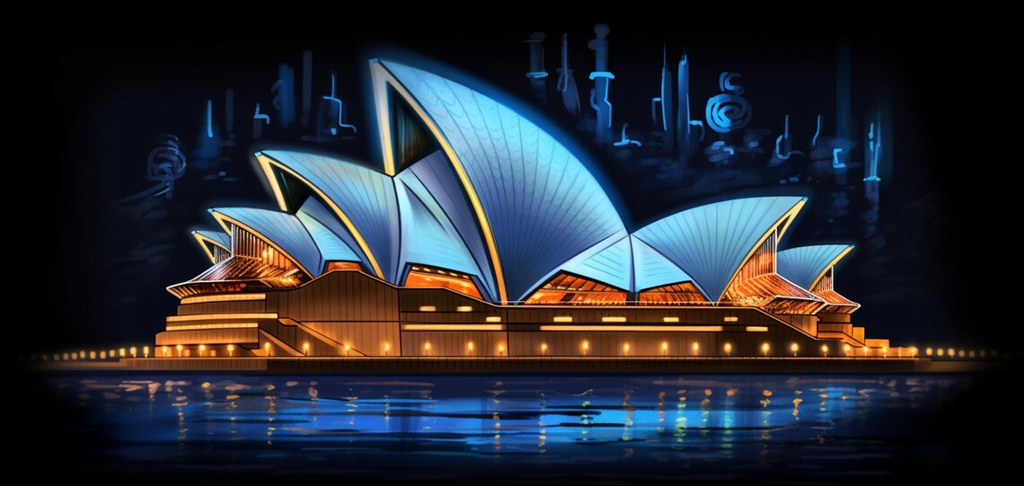 Sydney Opera House Cartoon AI Digital Download Digital Art - Etsy