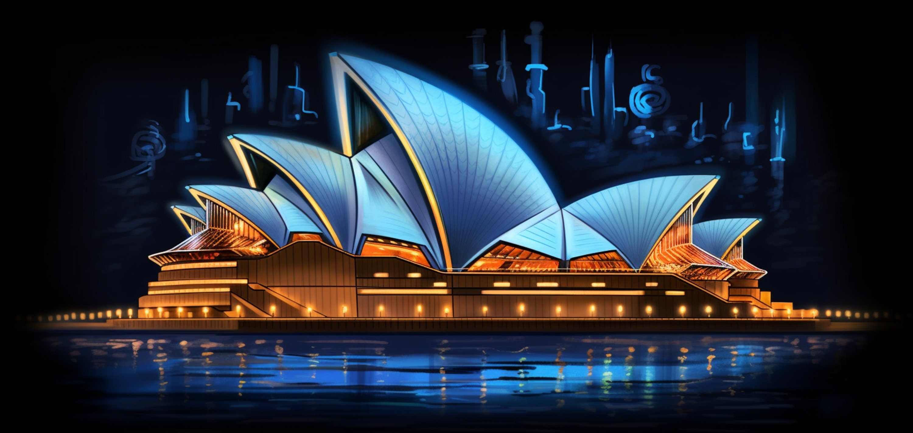 Sydney Opera House Cartoon AI Digital Download Digital Art - Etsy