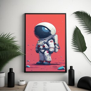Cute Cartoon Astronaut Art Print Space-themed Digital Art AI Digital ...