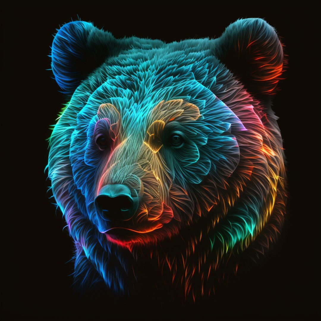 Bear Neon AI Digital Download Digital Art Animal Digital Image - Etsy
