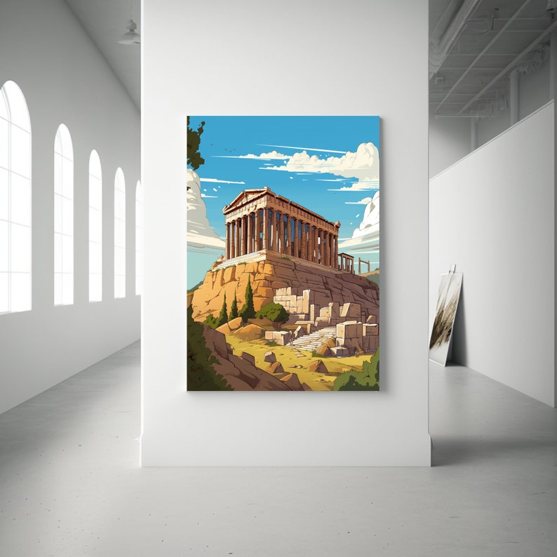Acropolis of Athens Cartoon AI Digital Download Digital Art Digital ...