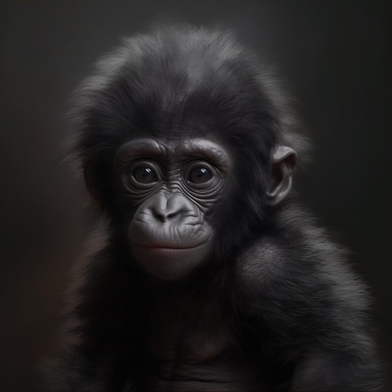 Baby Gorilla Color AI Digital Download Digital Art Animal Digital Image ...