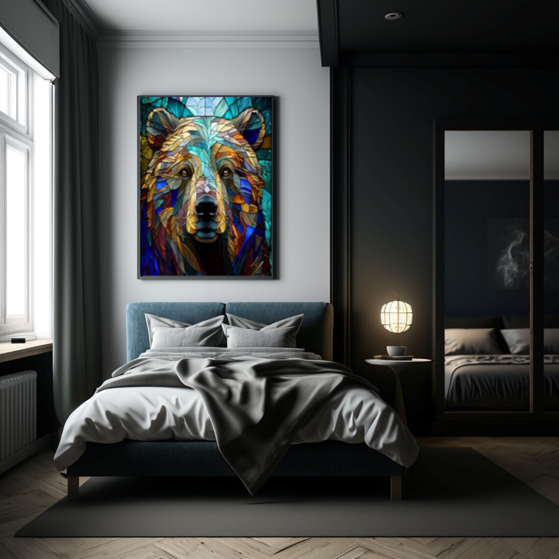 Bear Stained Glass AI Digital Download Digital Art Animal Digital Image ...