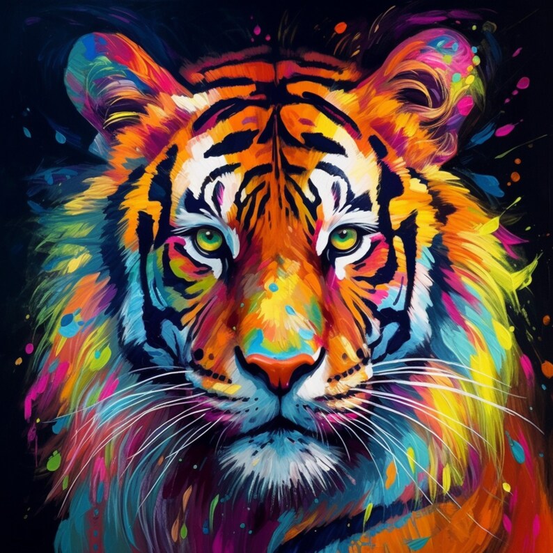 Tiger 12 Pack AI Digital Download Color Black and White Geometric ...