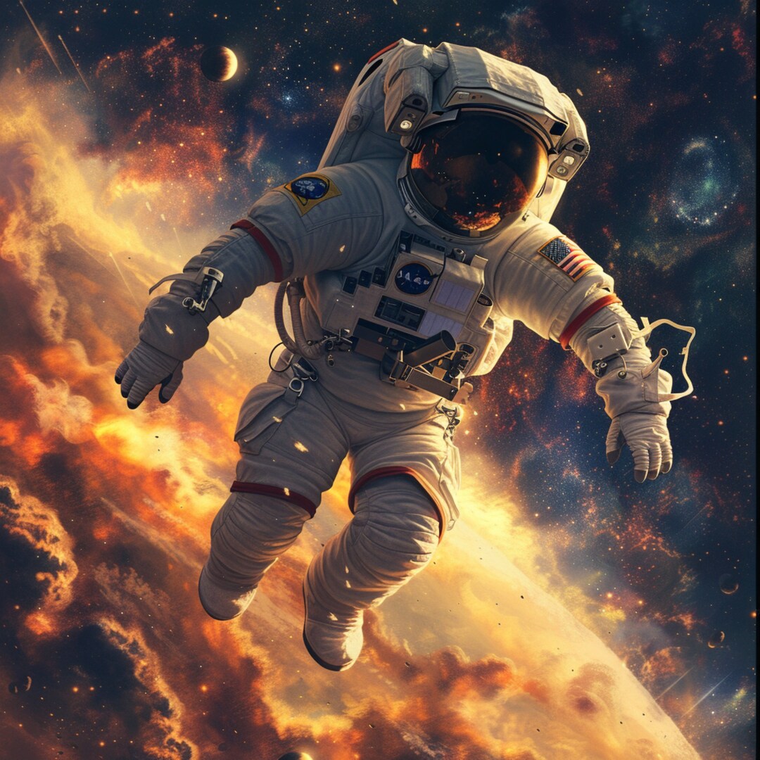 Cosmic Explorer Astronaut Stunning Outer Space Digital Art AI Digital Download Digital Art ...