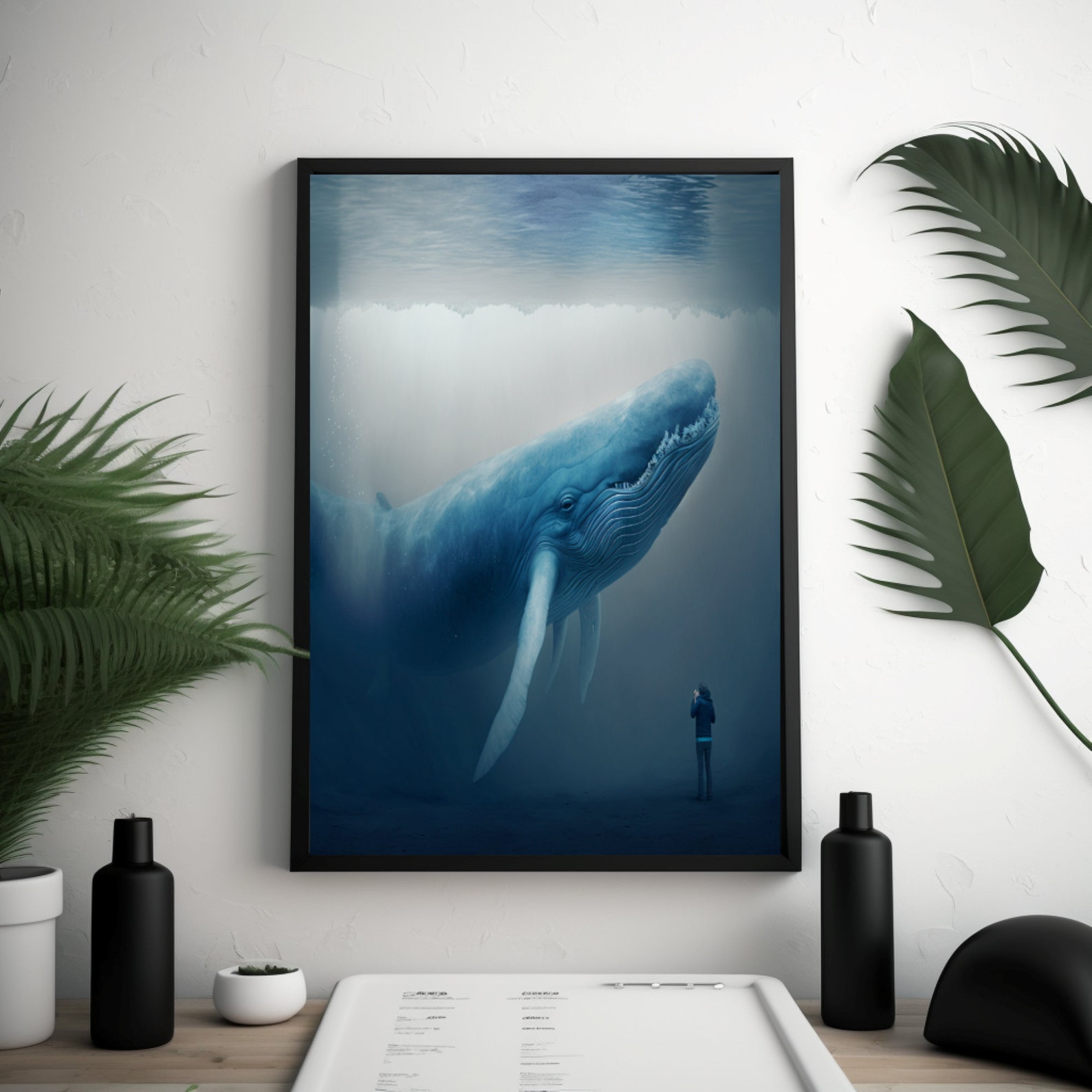 Blue Whale Color and Watercolor 2 Pack AI Digital Download Digital Art ...