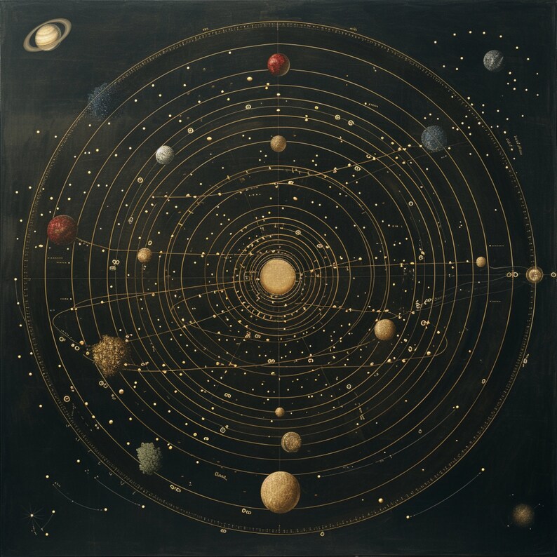 Golden Astronomical Chart Digital Art AI Digital Download Digital Art ...