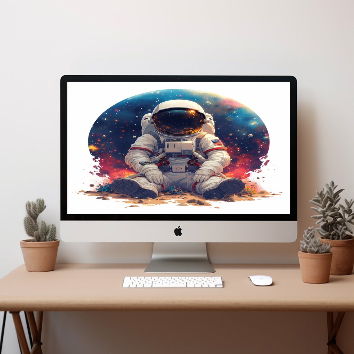 Cosmic Astronaut Art Print Cute Astronaut in Space Digital Art AI ...
