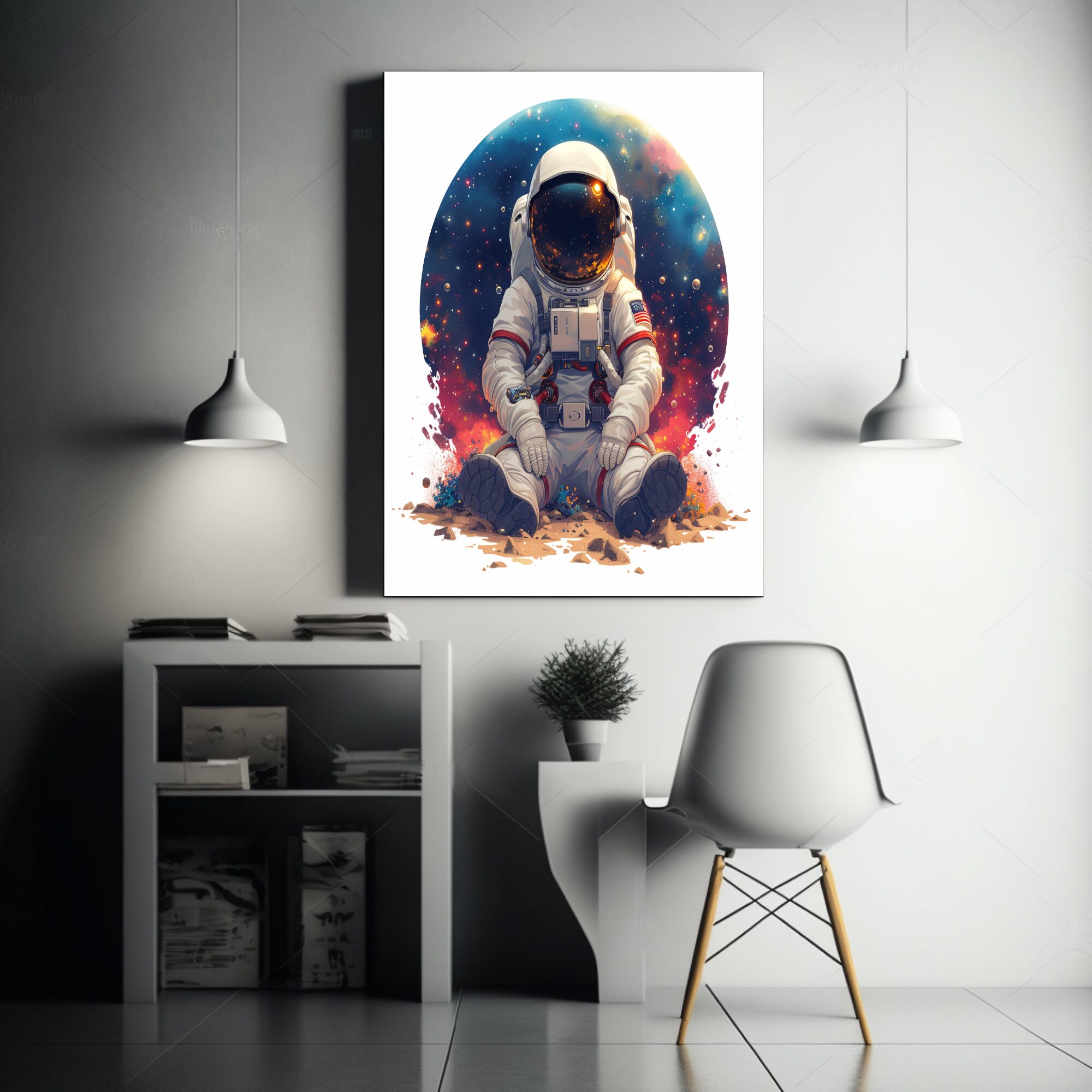 Cosmic Astronaut Art Print Cute Astronaut in Space Digital Art AI ...