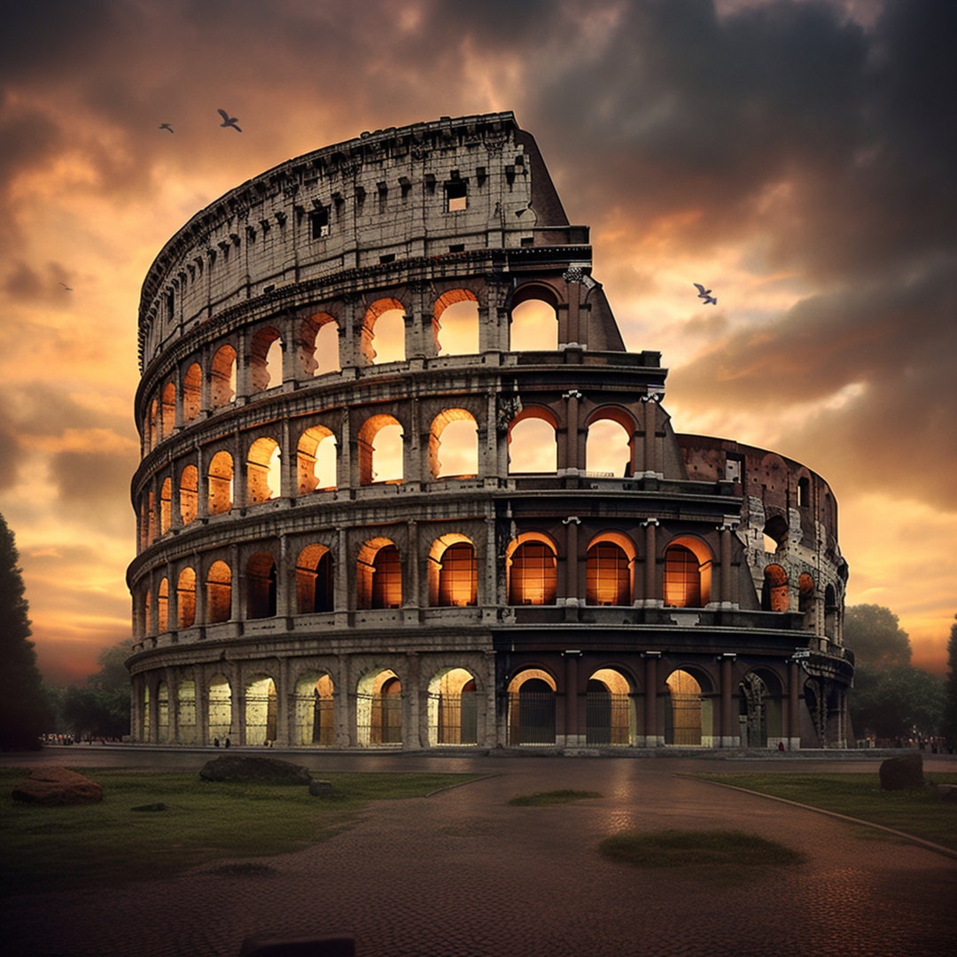 Colosseum Sunset AI Digital Download Digital Art Digital Image Landmark ...