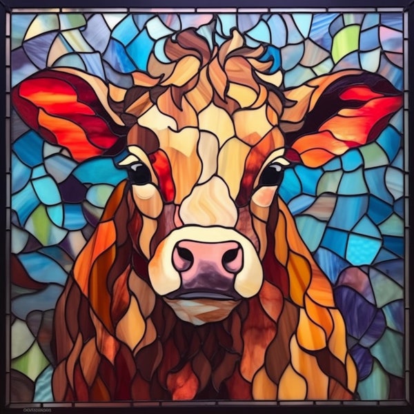 Stained Glass Cow - Etsy