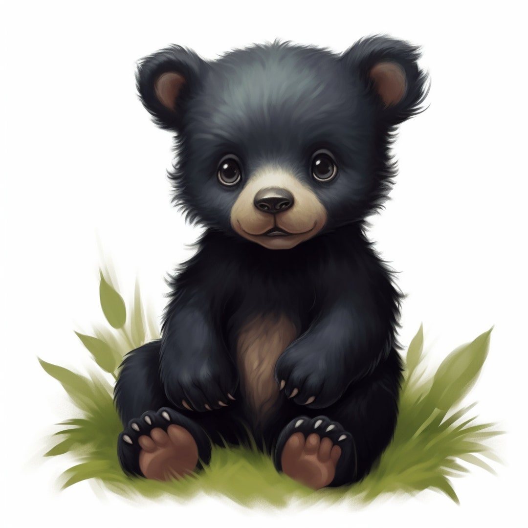 Baby Black Bear Cartoon AI Digital Download Digital Art Animal Digital ...