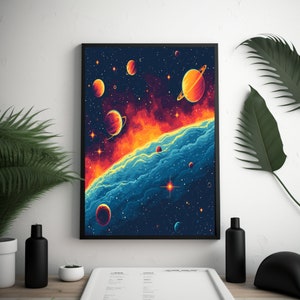 Vibrant Cosmic Cascade Digital Art AI Digital Download Digital Art ...