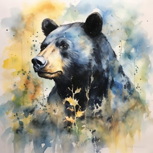 Black Bear Color and Watercolor 2 Pack AI Digital Download Digital Art ...