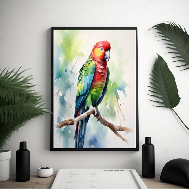 Parrot Watercolor AI Digital Download Digital Art Animal Digital Image ...