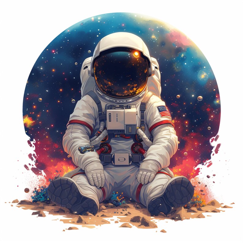 Cosmic Astronaut Art Print Cute Astronaut in Space Digital Art AI ...