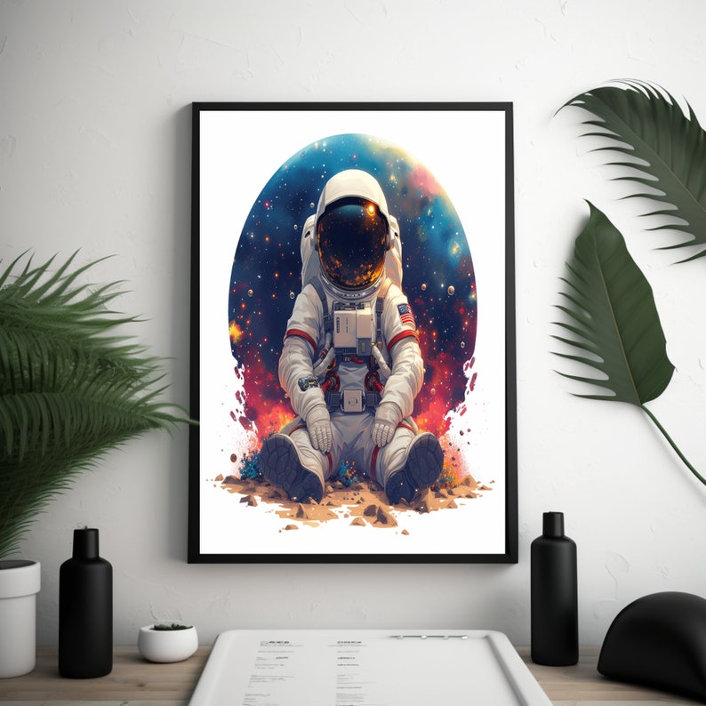 Cosmic Astronaut Art Print Cute Astronaut in Space Digital Art AI ...