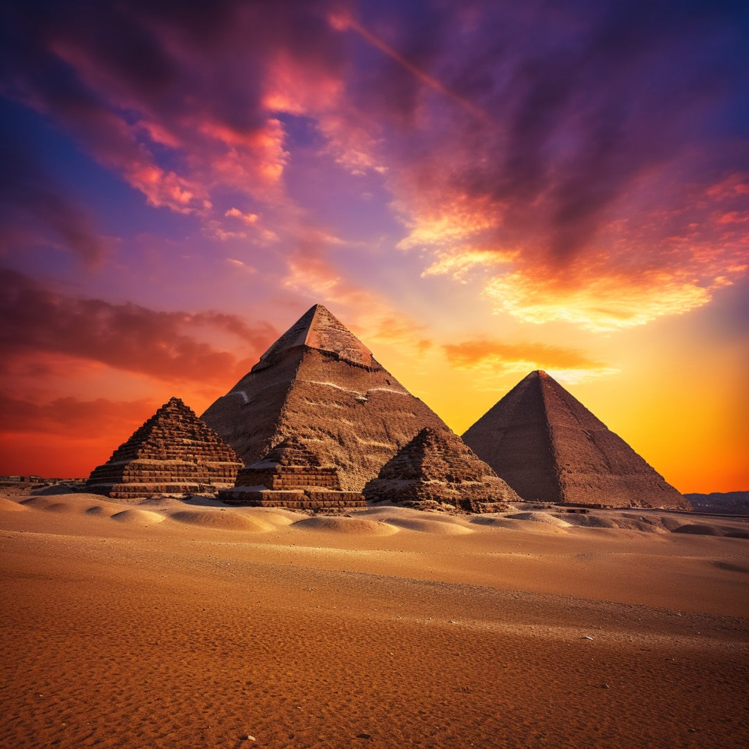 Pyramids of Giza Sunset AI Digital Download Digital Art Digital Image ...