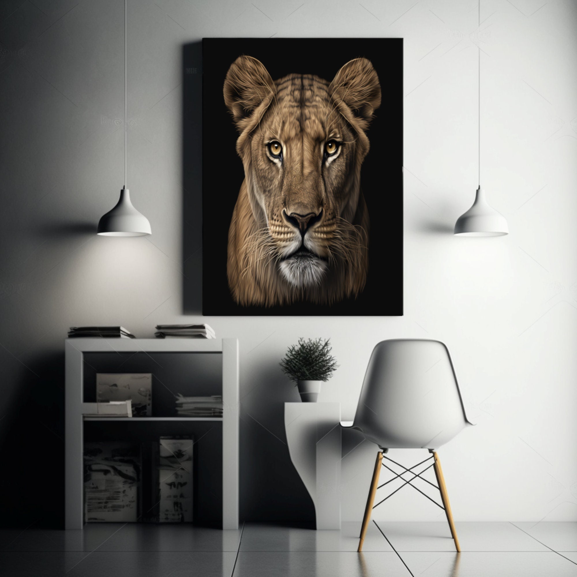 Female Lion Vector AI Digital Download Digital Art Animal Digital Image ...