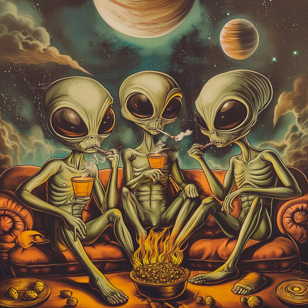 Alien Friends Gathering Sci-fi Fantasy Digital Art AI Digital Download ...