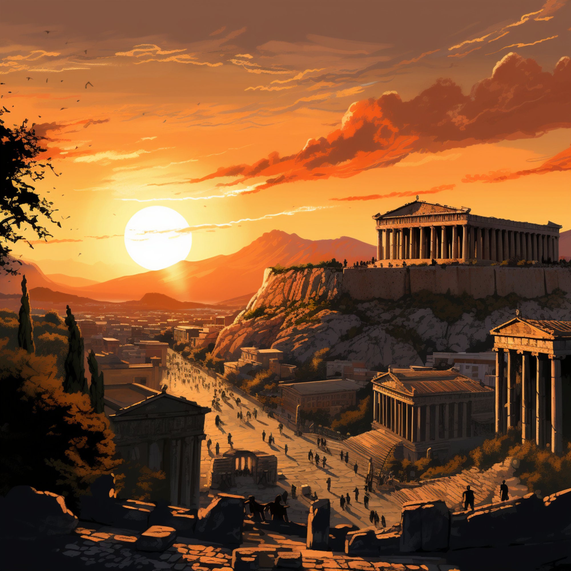 Acropolis of Athens Sunset AI Digital Download Digital Art - Etsy