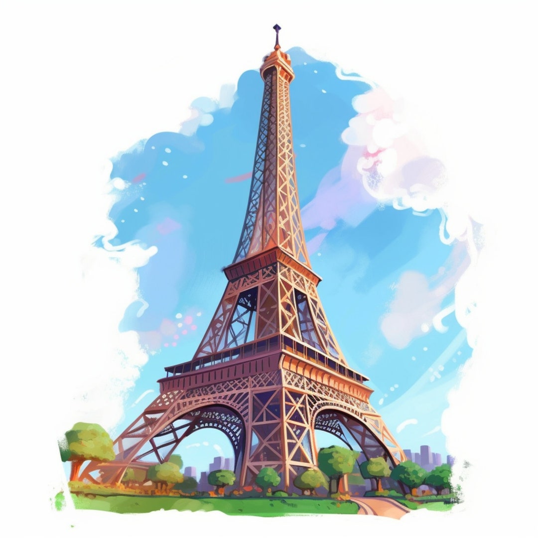 Eiffel Tower Cartoon AI Digital Download Digital Art Digital Image ...