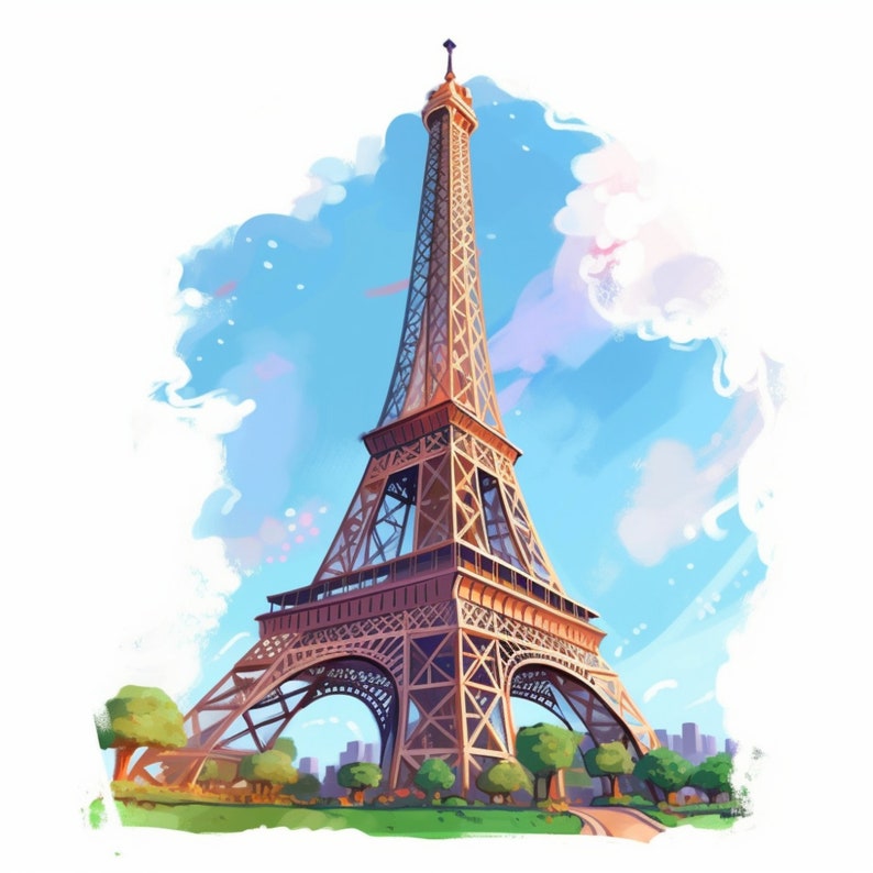 Eiffel Tower Cartoon AI Digital Download Digital Art Digital Image ...