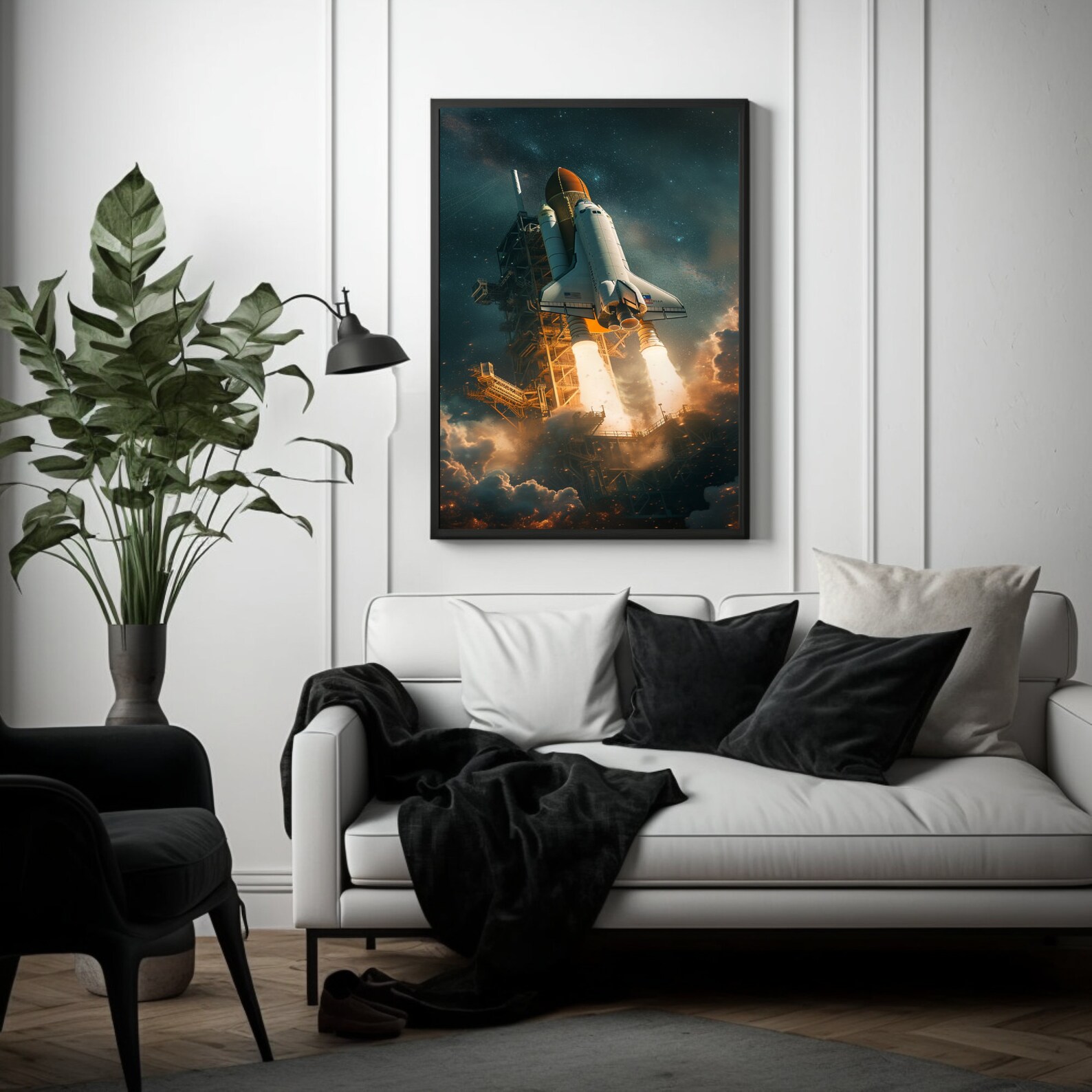 Stunning Space Shuttle Launch Print Captivating Cosmic Digital Art AI ...