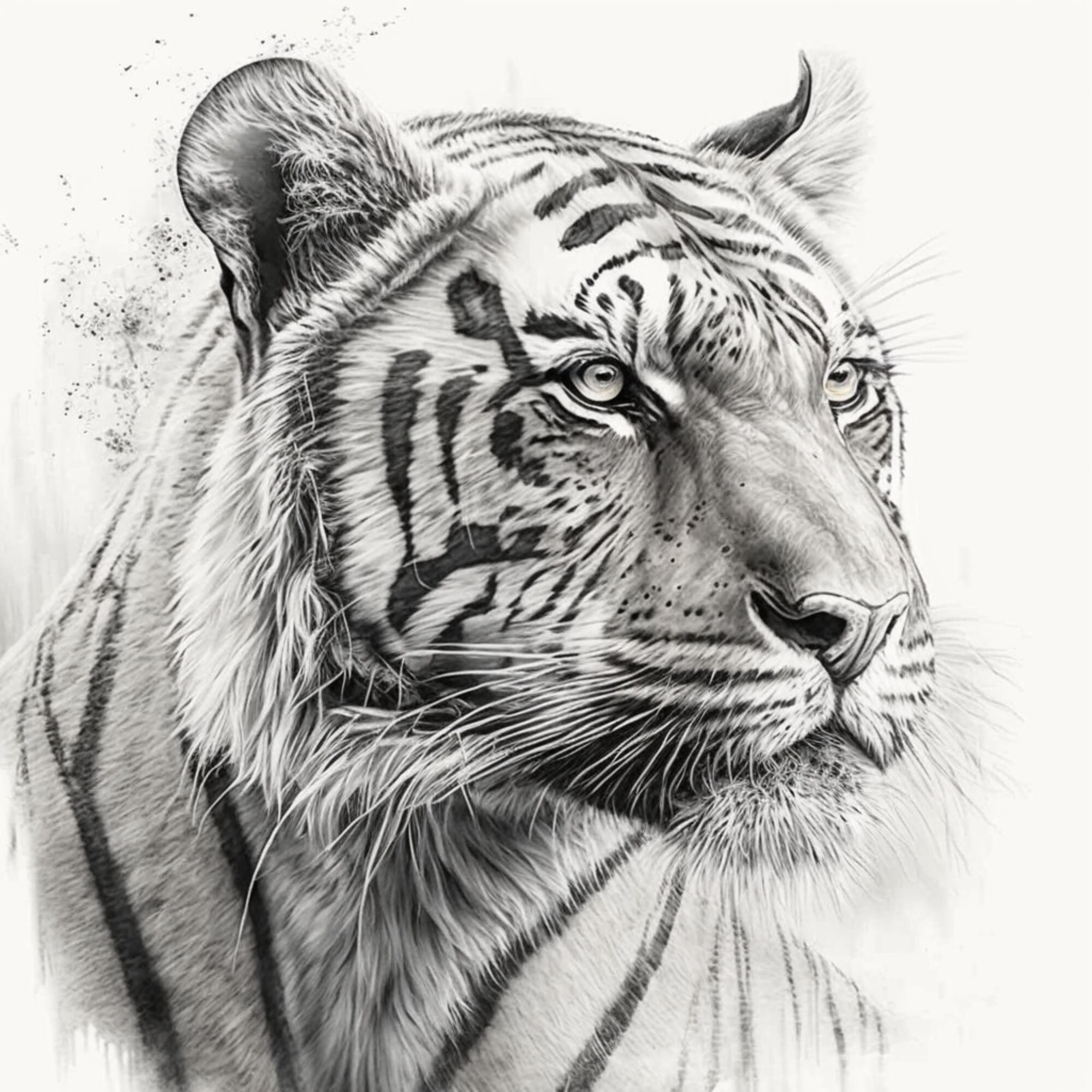 Tiger Pencil Sketch AI Digital Download Digital Art Animal Digital ...